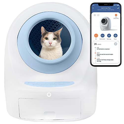 Smarty Pear Leo's Loo Too No Mess Automatic Self-Cleaning Cat Litter Box Includes Charcoal Filter, Built-in Scale, Smart Home App with Voice Control