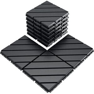 vancastle plastic interlocking deck tiles, 12″x12″(pack of 9), patio flooring outdoor waterproof all weather use, outdoor flooring for patio garden poolside front/back yard, dark grey