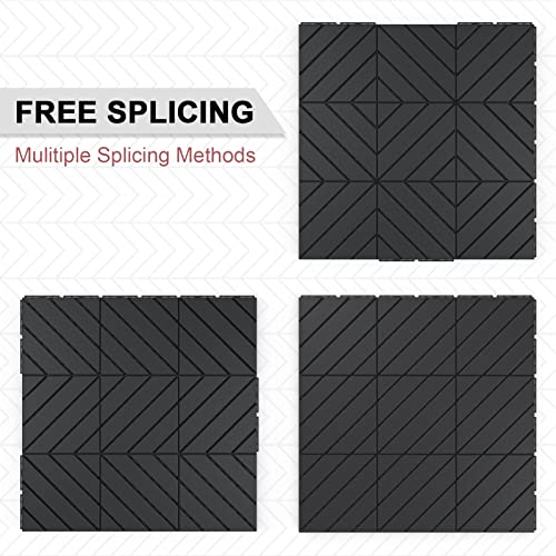 VANCASTLE Plastic Interlocking Deck Tiles, 12"x12"(Pack of 9), Patio Flooring Outdoor Waterproof All Weather Use, Outdoor Flooring for Patio Garden Poolside Front/Back Yard, Dark Grey