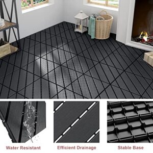 VANCASTLE Plastic Interlocking Deck Tiles, 12"x12"(Pack of 9), Patio Flooring Outdoor Waterproof All Weather Use, Outdoor Flooring for Patio Garden Poolside Front/Back Yard, Dark Grey