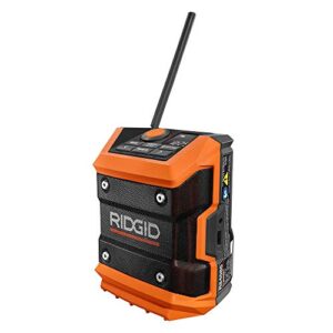 Ridgid R84086B 18V Lithium Ion Cordless Mini Bluetooth Radio w/ Clock and USB Smart Phone Charging (Battery and Charger Not Included / Radio Only)