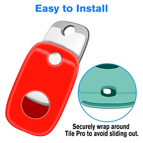 Protection Case for Tile Pro 2022 Tracker,4Pack Silicone Soft Cover Bluetooth Tracker with Keychain,Keys Finder & Item Locator Scratch Resistant Sleeve Skin Keys,Bags, Blue+Green+Red+Black