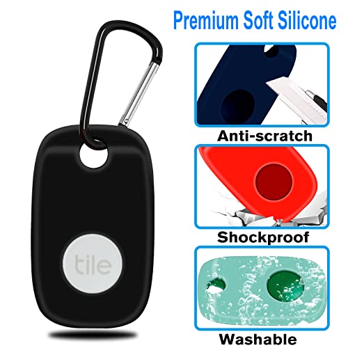 Protection Case for Tile Pro 2022 Tracker,4Pack Silicone Soft Cover Bluetooth Tracker with Keychain,Keys Finder & Item Locator Scratch Resistant Sleeve Skin Keys,Bags, Blue+Green+Red+Black