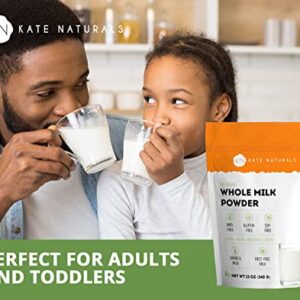 Dry Whole Milk Powder for Baking and Coffee (12oz) - Kate Naturals. Dried Powdered Milk for Adults. RBST-Free. Substitute For Liquid Milk. Milk Whole Powder for Milkshakes. Made In USA.