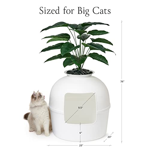 Secret Litter Box by Bundle & Bliss - Hidden Litter Box Enclosure, Patented Design with Odor Control, Includes Faux Plant, Carbon Filter and Real Stones