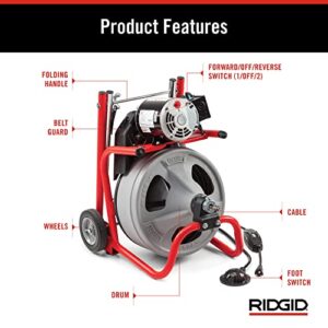 RIDGID 52363 Model K-400 Drain Cleaning 120-Volt Drum Machine Kit with C-32IW 3/8" x 75' Cable