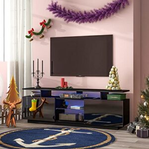 LUMISOL LED TV Stand for TVs up to 65 Inches with LED Lights 16 Colors, for Living Room Bedroom Game Room (Black, 62.9 in)