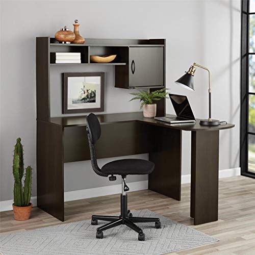 Mainstays' L-Shaped Desk with Hutch, Multiple Colors, Brown