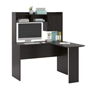 Mainstays' L-Shaped Desk with Hutch, Multiple Colors, Brown