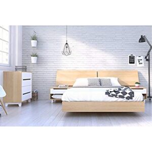 Nexera Nordik Queen Size Platform Bed, Natural Maple.