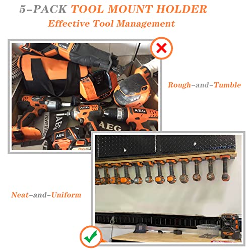 5 Packs Tools Drill Mount Holder, Fit for RIDGID 18V Li-ion Drill Tools Holder Dock Hanger with 20 Screws(No Tool)