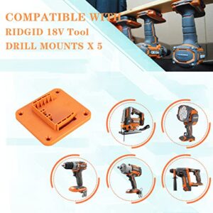 5 Packs Tools Drill Mount Holder, Fit for RIDGID 18V Li-ion Drill Tools Holder Dock Hanger with 20 Screws(No Tool)