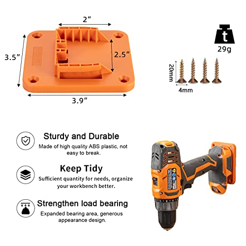 5 Packs Tools Drill Mount Holder, Fit for RIDGID 18V Li-ion Drill Tools Holder Dock Hanger with 20 Screws(No Tool)