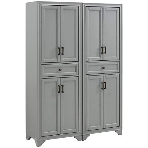 Crosley Furniture Tara 2-Piece Pantry Set, Distressed Gray