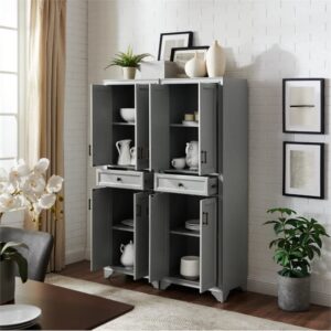 Crosley Furniture Tara 2-Piece Pantry Set, Distressed Gray