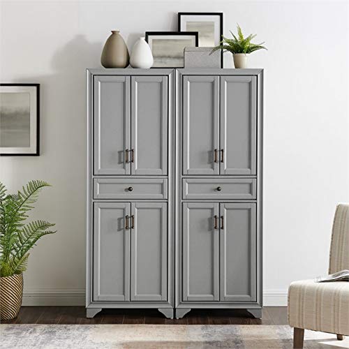 Crosley Furniture Tara 2-Piece Pantry Set, Distressed Gray