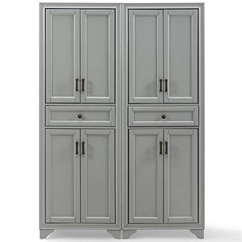 Crosley Furniture Tara 2-Piece Pantry Set, Distressed Gray