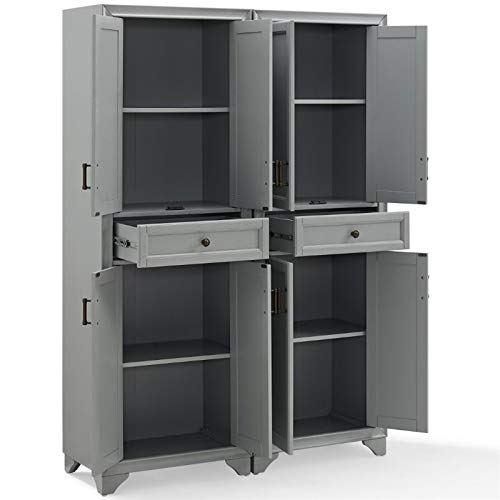 Crosley Furniture Tara 2-Piece Pantry Set, Distressed Gray