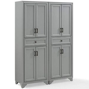 Crosley Furniture Tara 2-Piece Pantry Set, Distressed Gray