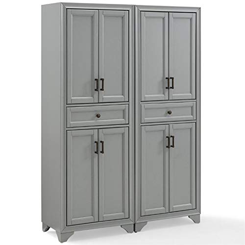 Crosley Furniture Tara 2-Piece Pantry Set, Distressed Gray