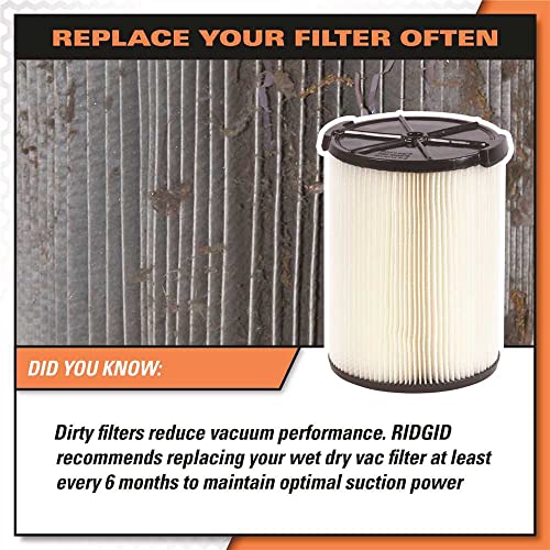 RIDGID Everyday Dirt 1-Layer Pleated Paper Filter