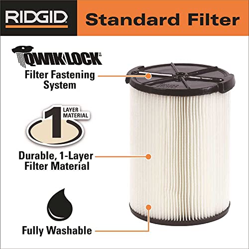 RIDGID Everyday Dirt 1-Layer Pleated Paper Filter