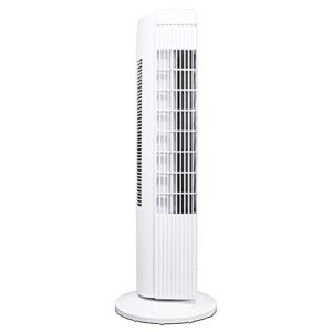 mainstay fz10-19mw 28 inch 3 speed compact oscillating tower fan with auto shutoff, white (renewed)