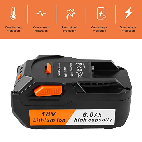 ARyee 2Pcs 18V 6000mAh Battery Replacement Compatible with RIDGID 18V Drill R840087 R840083 R840086 R840085 R840084 Tools Lithium Ion Battery