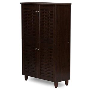 wholesale interiors baxton studio winda modern and contemporary 4-door dark brown wooden entryway shoes storage cabinet