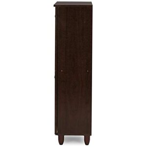 Wholesale Interiors Baxton Studio Winda Modern and Contemporary 4-Door Dark Brown Wooden Entryway Shoes Storage Cabinet