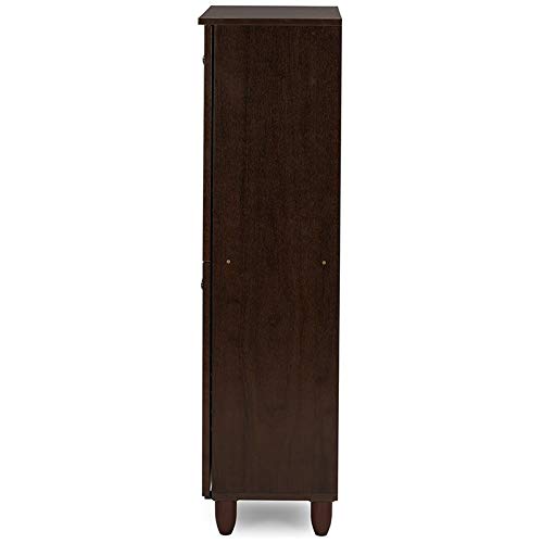 Wholesale Interiors Baxton Studio Winda Modern and Contemporary 4-Door Dark Brown Wooden Entryway Shoes Storage Cabinet