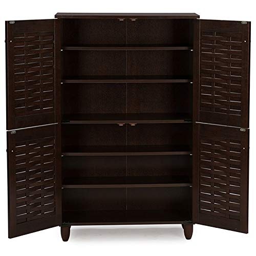 Wholesale Interiors Baxton Studio Winda Modern and Contemporary 4-Door Dark Brown Wooden Entryway Shoes Storage Cabinet