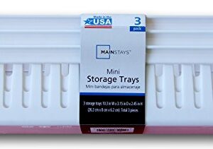 Slim Plastic Storage Trays Baskets in White- Set of 3