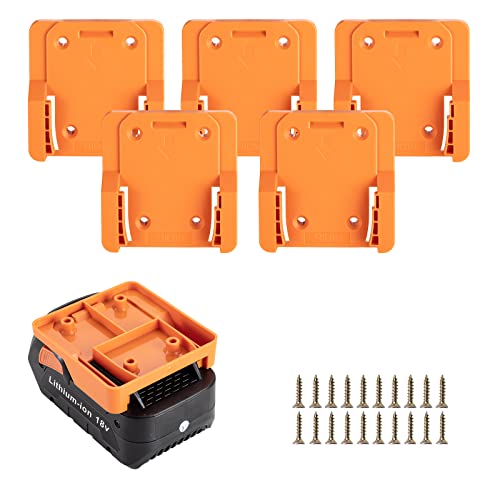 Crivnhar 5 Pack Battery Holder for RIDGID 18V Battery Mounts Dock Holder Fit for L1815R B1820R L1830R B1830R B1820 R840084 AC840084 AC840083(w/20 Screws, No Battery)