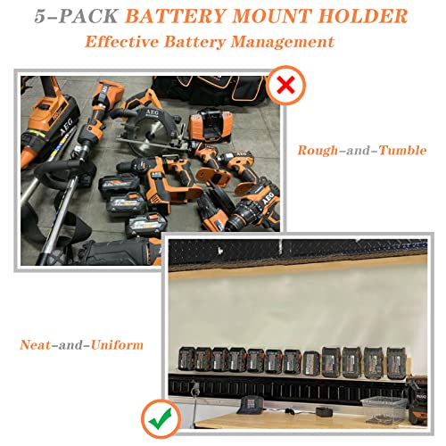 Crivnhar 5 Pack Battery Holder for RIDGID 18V Battery Mounts Dock Holder Fit for L1815R B1820R L1830R B1830R B1820 R840084 AC840084 AC840083(w/20 Screws, No Battery)