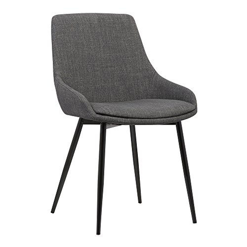 Armen Living Mia Contemporary Upholstered Dining Chair with Metal Legs, Height, Charcoal