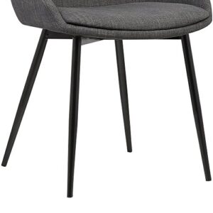 Armen Living Mia Contemporary Upholstered Dining Chair with Metal Legs, Height, Charcoal