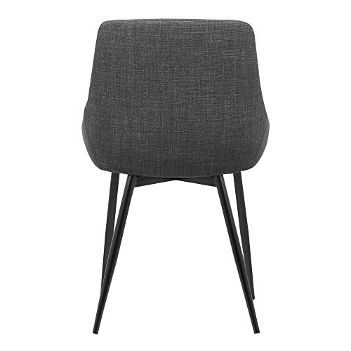 Armen Living Mia Contemporary Upholstered Dining Chair with Metal Legs, Height, Charcoal