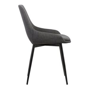 Armen Living Mia Contemporary Upholstered Dining Chair with Metal Legs, Height, Charcoal