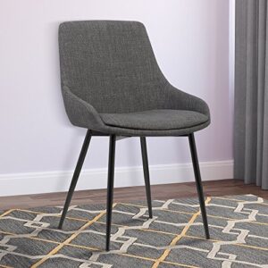 Armen Living Mia Contemporary Upholstered Dining Chair with Metal Legs, Height, Charcoal