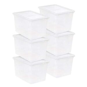 mainstays’ 68 quart/17 gallon large box storage, clear, 6 pack