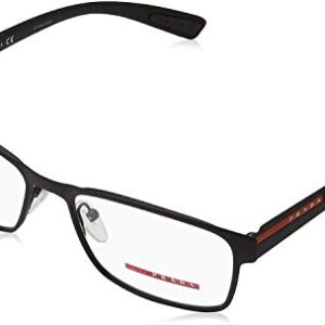 Prada Linea Rossa Lifestyle PS 50GV DG01O1 Black Rubber Metal Rectangle Eyeglasses 55mm