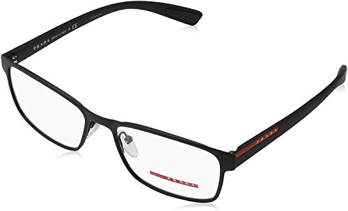 Prada Linea Rossa Lifestyle PS 50GV DG01O1 Black Rubber Metal Rectangle Eyeglasses 55mm