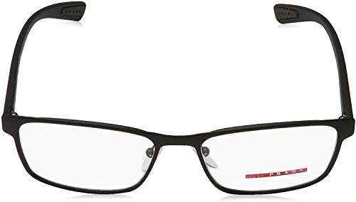 Prada Linea Rossa Lifestyle PS 50GV DG01O1 Black Rubber Metal Rectangle Eyeglasses 55mm