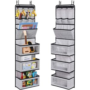 victor’s super practical functional door over hanging organizer,behind the door storage organizer with door hook and large clear windows, hanging wall file organizer (1 pack c-silk-grey)