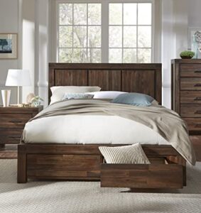 modus furniture solid-wood bed, queen, meadow – brick brown