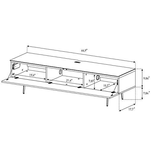 SONOROUS Studio ST-360 Wood and Glass Modern TV Stand with Spike Metal Legs for Sizes up to 75" (Modern Design Cabinet for Your Audio/Video Components and Consoles, Comes with I/R Repeater) - Black