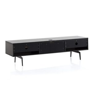 SONOROUS Studio ST-360 Wood and Glass Modern TV Stand with Spike Metal Legs for Sizes up to 75" (Modern Design Cabinet for Your Audio/Video Components and Consoles, Comes with I/R Repeater) - Black