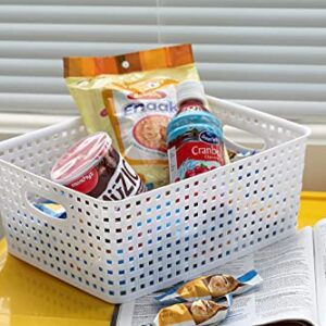 Eslite Plastic Storage Baskets for Organizing,11.42"X9"X4.7",Pack of 4 (White)