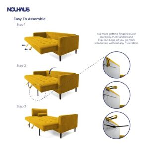 Nouhaus Module, Sleeper Sofa Bed Couch. 7ft Luxury Convertible Sofa Futon Bed with No Roll Together Latex. Pull Out Couch Bed for Bedroom Couch, Small Apartment Furniture Sofas or RV Couch